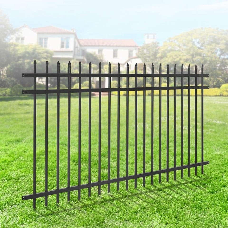 4Ft.X 8Ft.HeavyDuty Steel Spaced Bar Pointed Pinnacle Metal Fence Panel ...