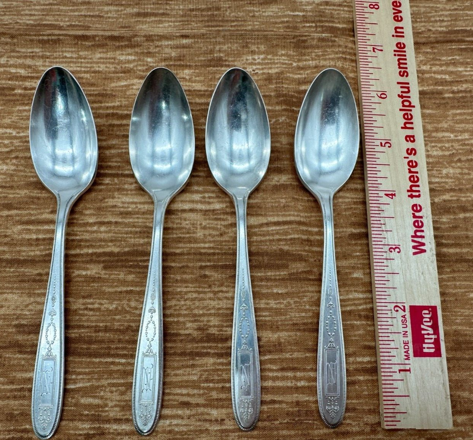 Oneida Community Plate Grosvenor Lot 4 Teaspoons, Monogram "N" | eBay