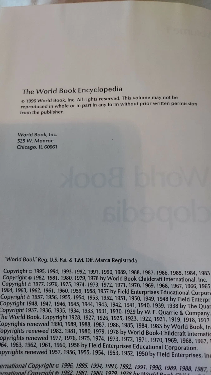 World Book Encyclopedia 1996