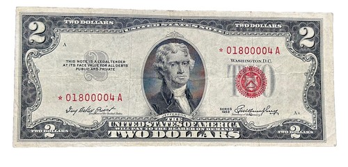 1953 Two Dollar Star Bill • Red Seal $2 • Star Note - A26 | eBay