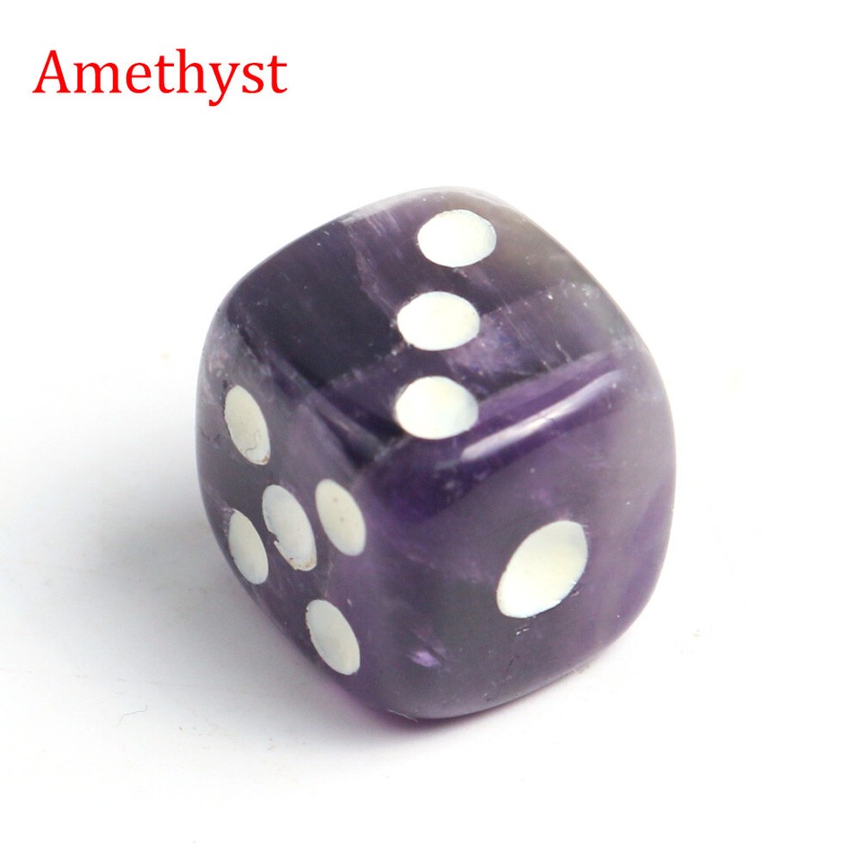 15mm 6 Sided D6 Crystal Stones Quartz Gemstone Dots Dice Carving Game ...