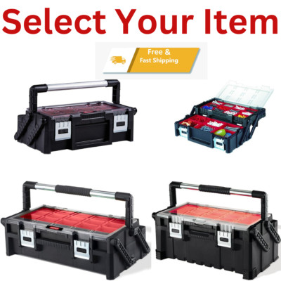 Keter Cantilever Organiser Compartment Box Toolbox 2-Level Nails Screws ...