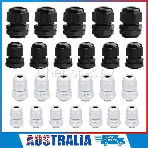40PC Waterproof Cable Gland Kit IP68 Joints Adjustable Locknut Small ...