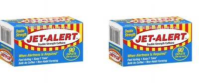 2 New Bottles of Jet-Alert DOUBLE STRENGTH Caffeine Tablets/Pills 180 ...