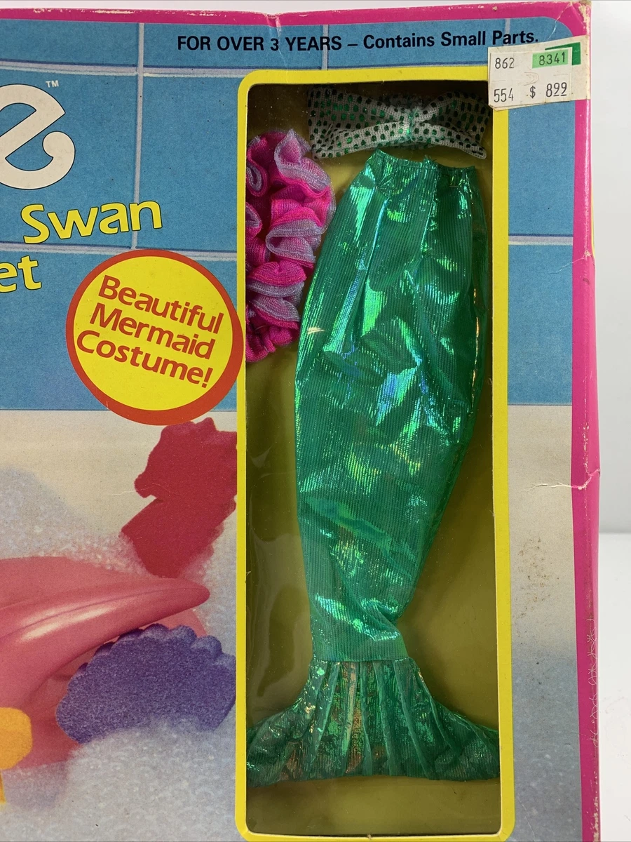 Vintage 1990 Barbie Mermaid Swan Playset Bath Tub Bathtime Fun 7555 New ...
