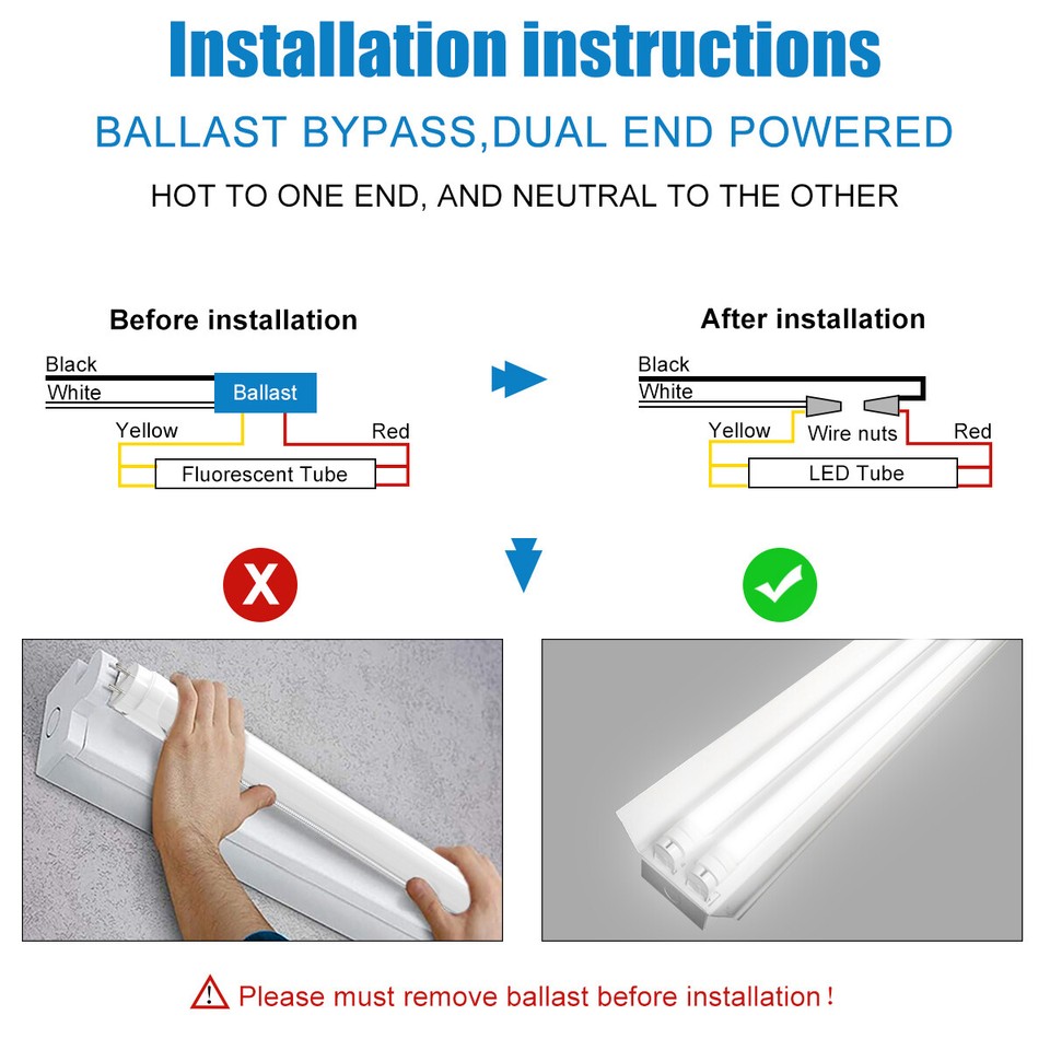 8 Pack LED Tube Light Bulbs G13 T8 4FT Bi-Pin 28W Garage Workshop LED ...