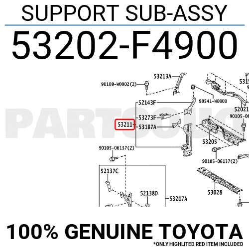 53202F4900 Genuine Toyota Support Sub-assy 53202-f4900 for sale online ...