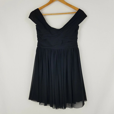 Sass Women Size 8 Black Crossover Bodice Tulle Layered Flared Dress ...