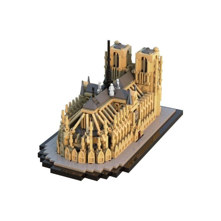 MOC 1:800 Notre Dame Cathedral Building Block Set Famous Iconic Church ...