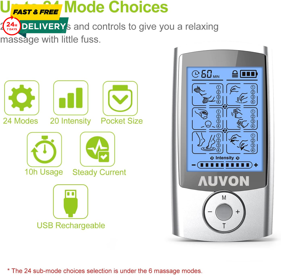 Rechargeable TENS Machine, 24 Modes 4Th Gen TENS, Muscle Stimulator ...