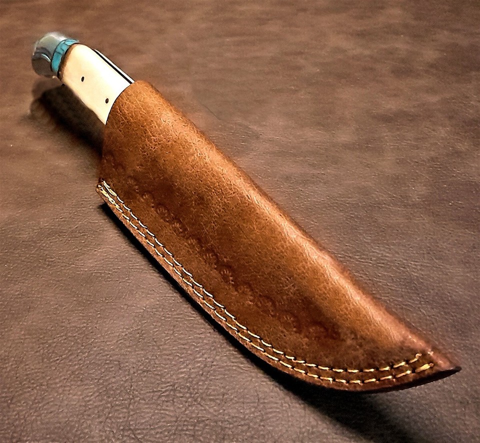 8.25" Bone & Turquoise Fixed Blade Daylight Hunter Outdoor Knife w ...