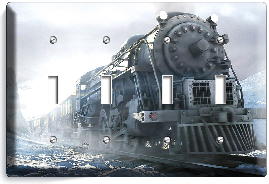 POLAR STEAM ENGINE TRAIN OLD RAILROAD LOCOMOTIVE LIGHT SWITCH OUTLET ...