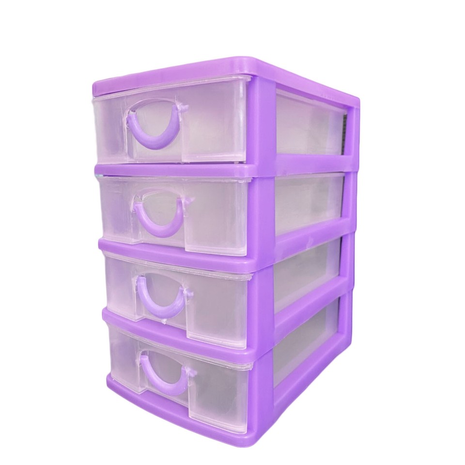 2 x 4 Tier Mini Storage Drawers Draw Tower Unit Office School Jewellery ...