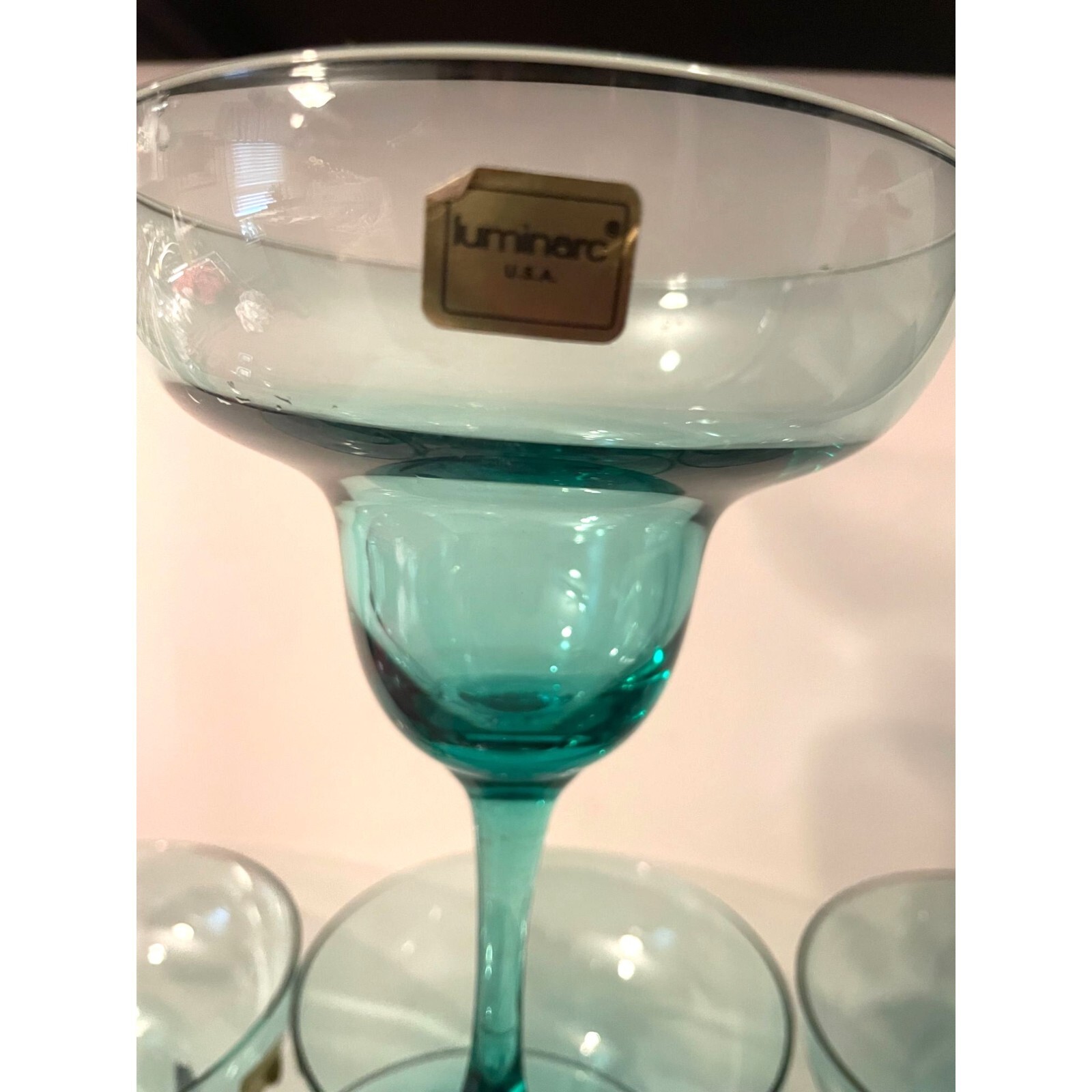 6 Luminarc Turquoise Green Margarita Glasses # 2082 | eBay