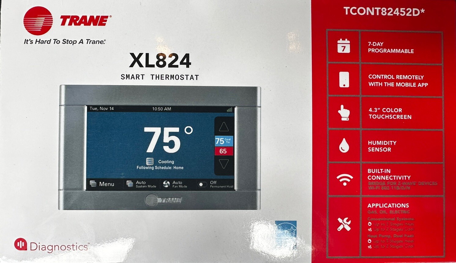 Trane XL824 Connected Control Programmable Wi-Fi Thermostat ...