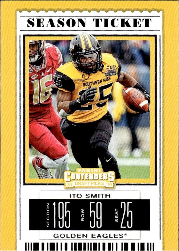 2019 Panini Contenders Draft Picks - Season Ticket Ito Smith #42 Draft ...