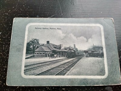1911 Railway station Malden Massachusetts Photo Train Postcard | eBay