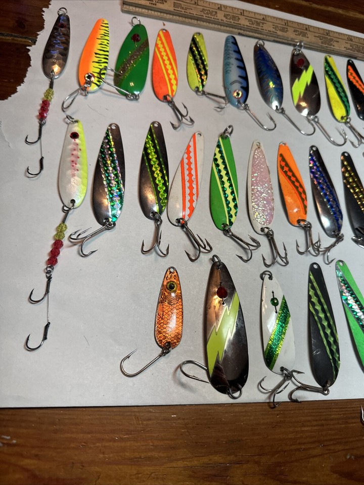 Lot Of Great Lakes Trout Salmon Flutter Trolling Spoons - Evil Eye ...