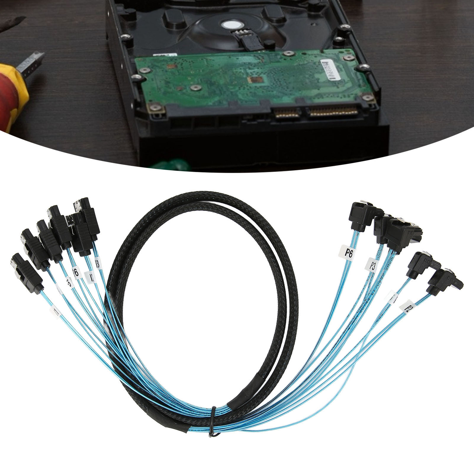 Mini SAS Cable 6 To 6 Straight Curved Cable 6Gbps Anti Interferenc XXL ...