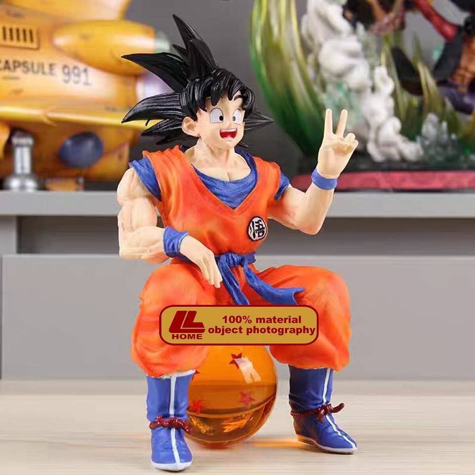 Anime Dragon Ball Z Pose yeah Son Goku Sitting On Dragon ball Figure ...