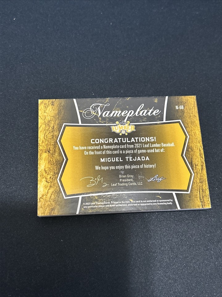 2021 Leaf Lumber Nameplate 1/1 Miguel Tijada Game Used Bat Barrel | eBay