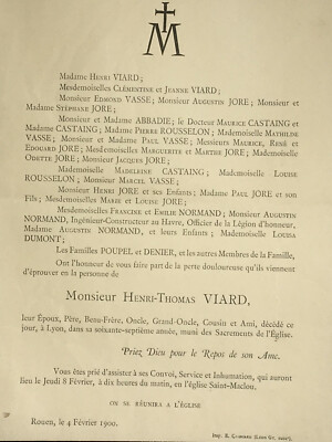 HENRI VIARD Vasse Jore Abbadie FAIRE PART Rousselon Castaing Poupel ...