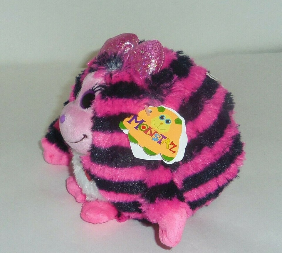 Zoey 6in TY Beanie Monstaz pink & black stripe monster no sound MWMT ...