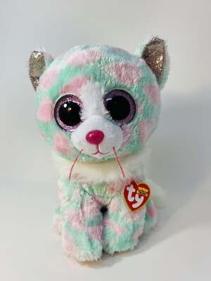NEW TY Beanie Boos OPAL Pastel Cat 6 INCH PLUSH TOY ANIMAL w/glitter ...