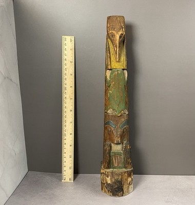 Vintage Tribal Totem Pole From The Northwest Coast. Wood, Hand Carved ...