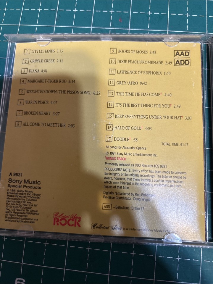 Alexander Skip Spence Oar CD 1991 VG+ Psychedelic Rock Moby Grape ...
