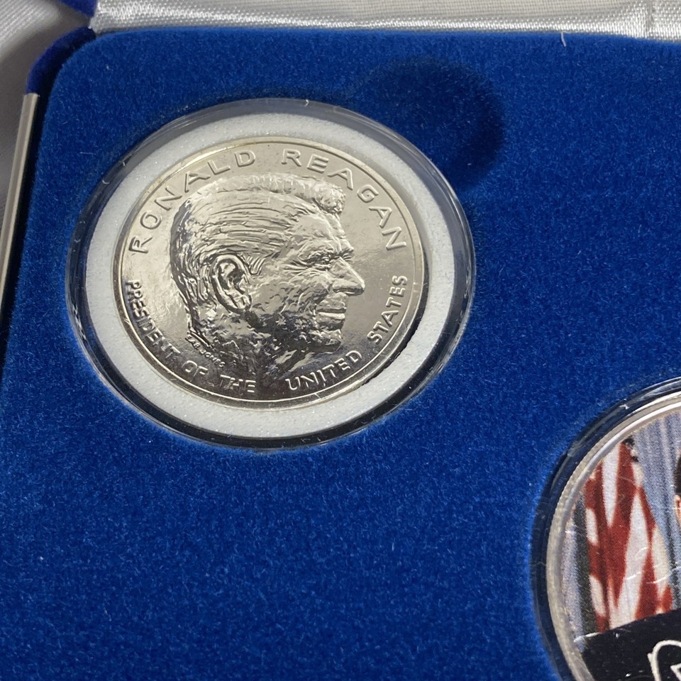 2004 Ronald Reagan Presidential Mint Set Painted Silver Eagle COA in ...