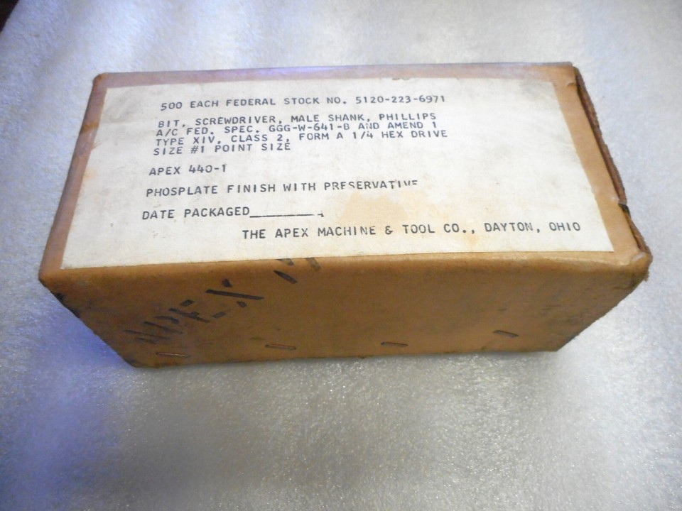 APEX 440-1 Philips Point Screwdriver Insert Bit, BOX OF #500. | eBay