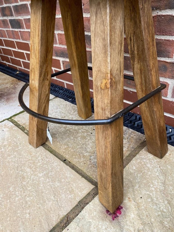 Leather Breakfast Bar Kitchen Counter Stool - Wood Legs Pommel Horse ...