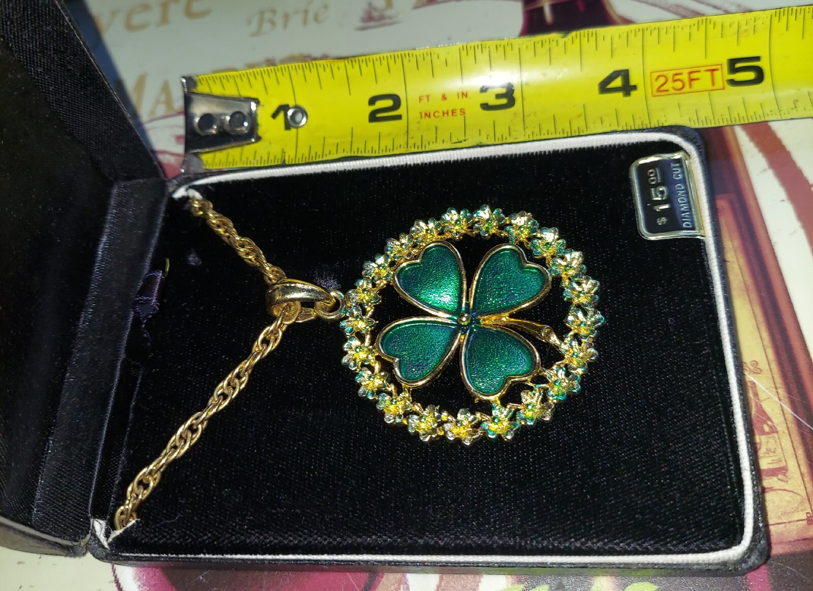 Vintage HMS Madeira Creations Enamel Shamrock Necklac… - Gem