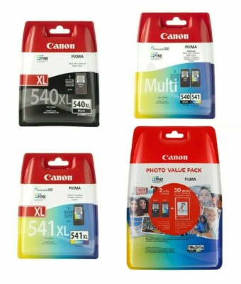 Genuine Canon Pixma 540 541 540XL 541XL Black Colour Ink Cartridges ...
