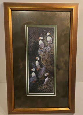 Shane Lamb artist Matted Framed Signed Print "Puffin Five" Penguins" | eBay