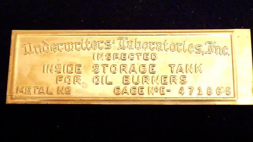 Underwriters Laboratories - Oil Burners Brass Inspected Tag | eBay
