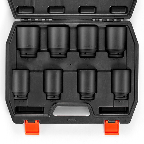 Heavy-Duty 1/2" Drive Axle Nut Impact Socket Set - 8PCS Deep 6-Point ...