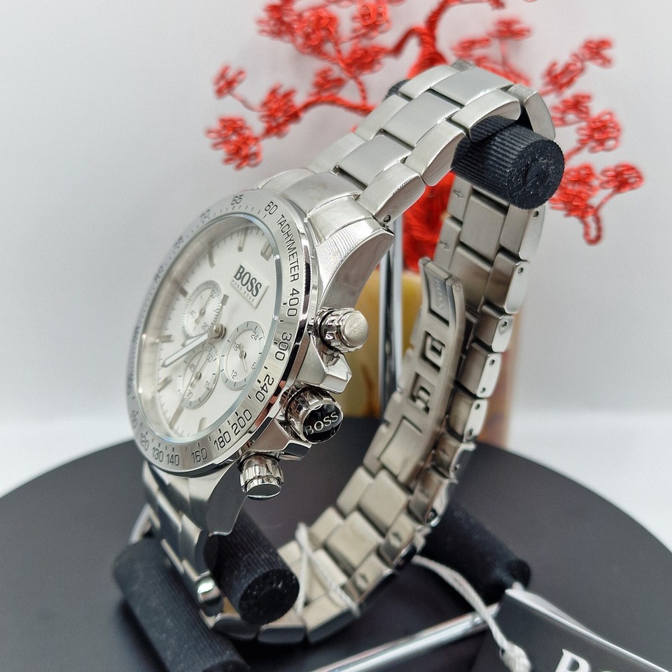 BOSS 1512962 MENS WATCH SILVER BRACELET WITH SILVER DIAL AND SILVER ...