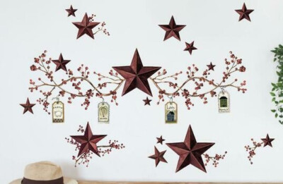 Country Stars and Berries Peel Stick Wall Decals Rustic Stickers Art ...