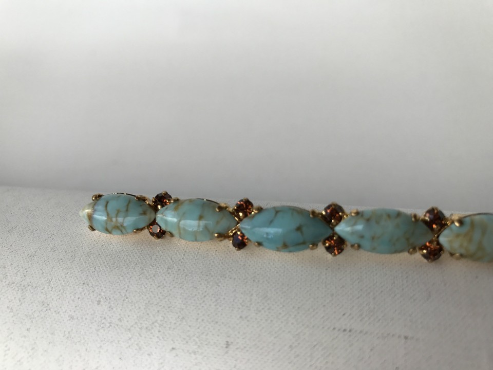 Vintage brooch pin light coloured turquoise with gold dust veins ...