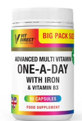 Advanced Multi Vitamin with Iron + Vitamin B3 One-A-Day Vit Direct ...