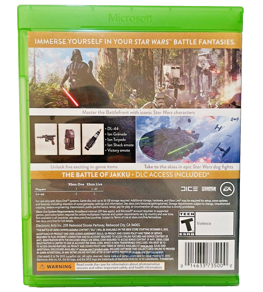 STAR WARS Battlefront Deluxe Edition XBOX ONE Video Game & Disc TESTED ...
