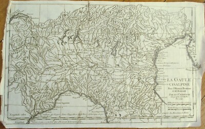 Cisalpine Gaul Northern Italy Roman Empire 1741 Map, La Gaule, French ...