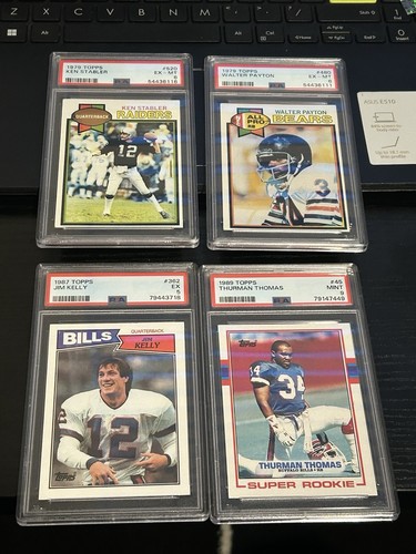 4 Vintage NFL PSA Card Lot Payton, Kelly, Stabler, Thomas | eBay