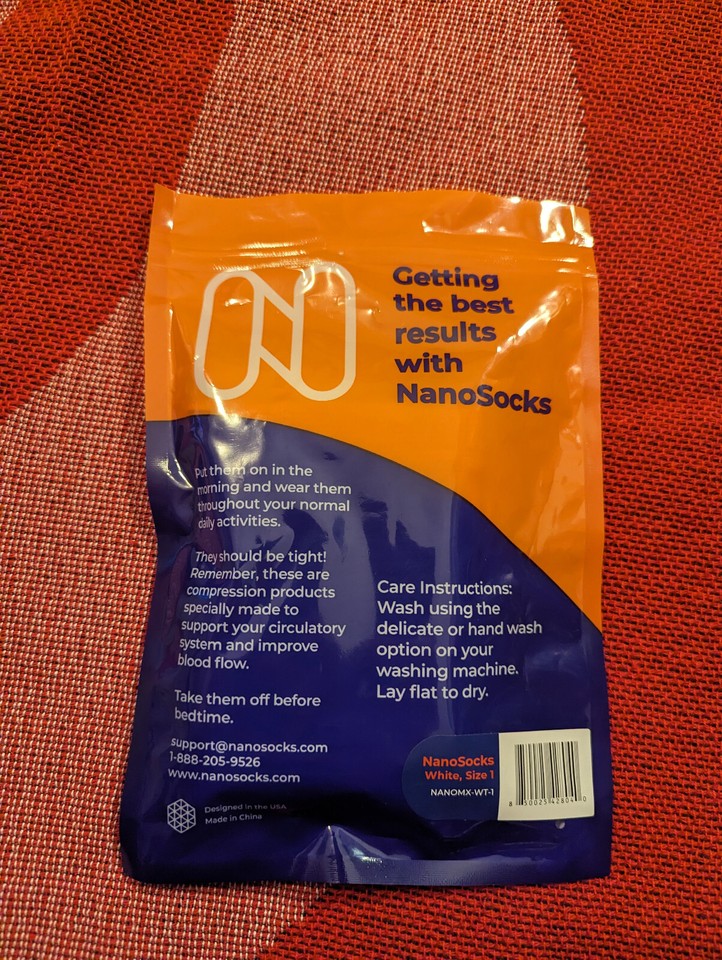 Nanosocks 3D Nano-Weave Technology White Compression Socks Size 1 NEW 850025428040| eBay