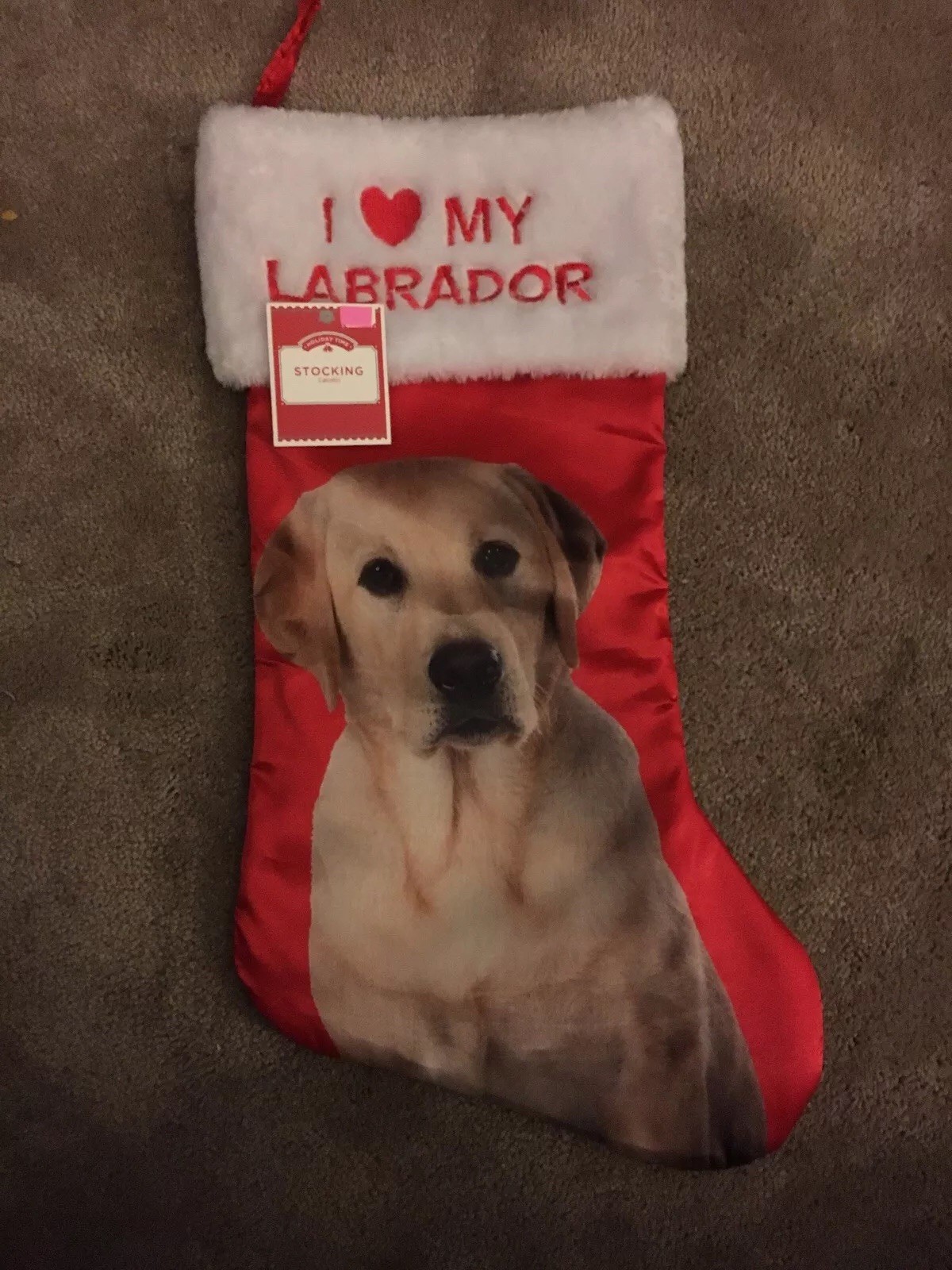 I LOVE MY LABRADOR CHRISTMAS STOCKING WITH YELLOW LAB ON FRONT. FULL ...