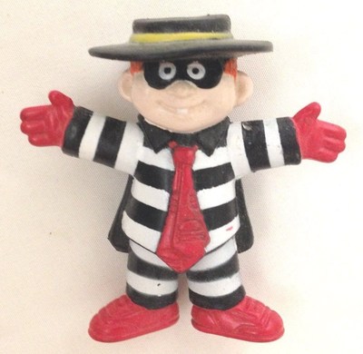 Black White Stripe 3" McDonalds Hamburgular Figurine Bandit Man Wearing ...