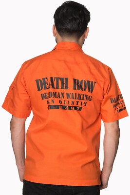 Mens Orange Gothic Retro Punk Death Row Dead Man Walking Prison Shirt ...