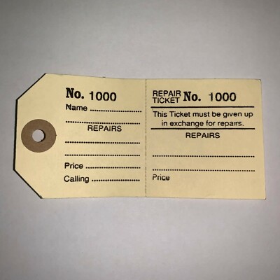 100 Repair Tickets Service Tags Repair Labels Jewellery Watch Fix ...